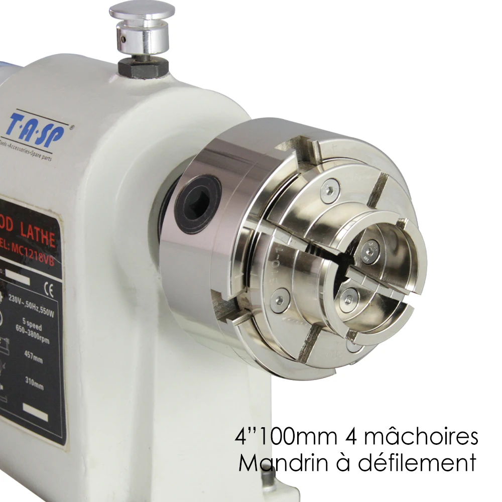 Mandrin 4 Mors pour Tour à Bois,Revêtement Chromé,Diamètre 100 mm, M33 ...
