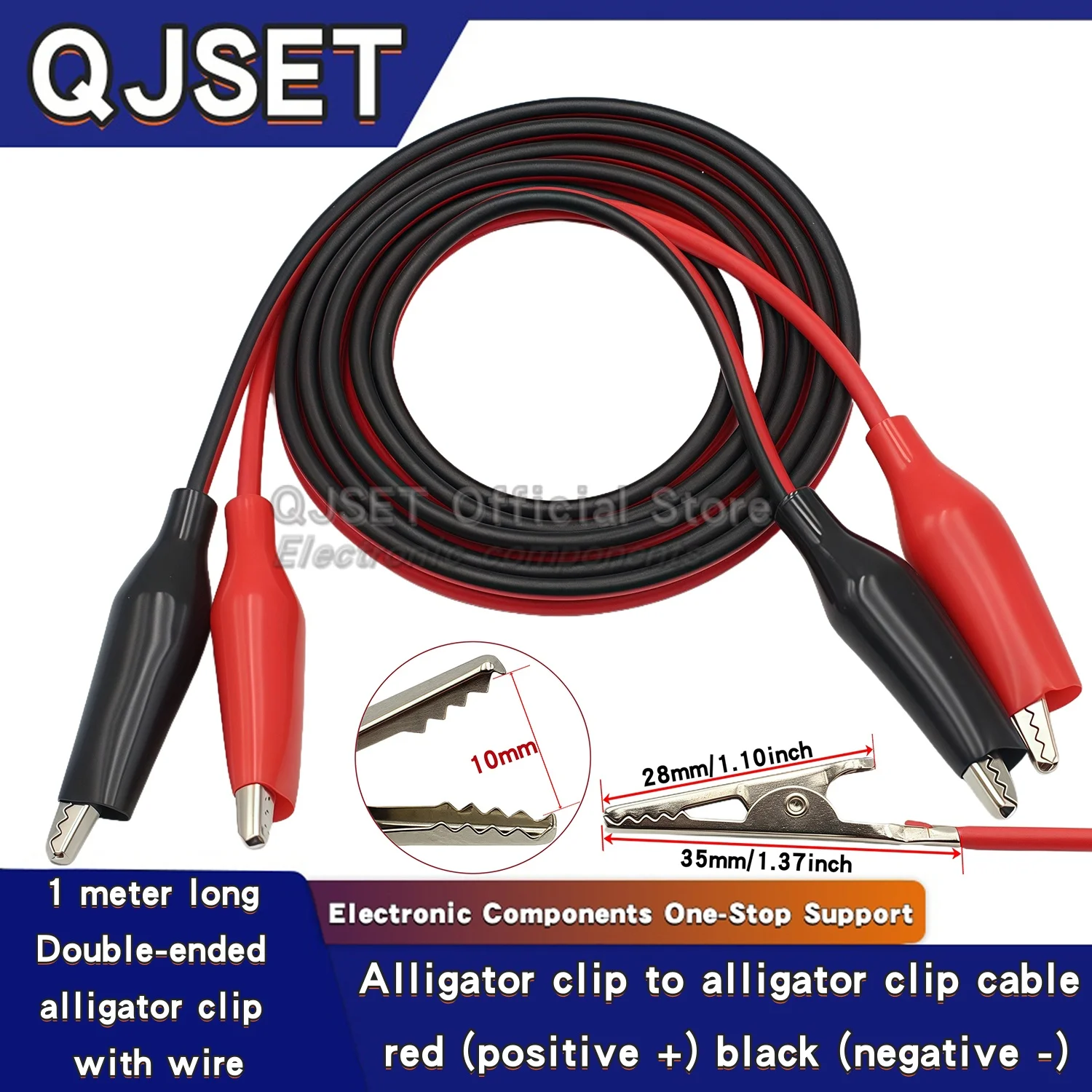 1set 1M Alligator Clip Red/Black Insulated Test Lead Dual-Ended ...
