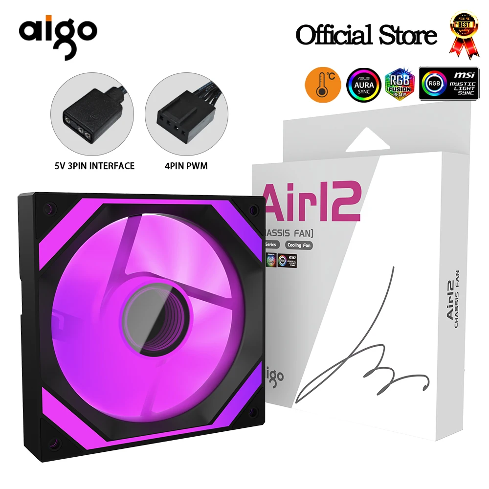 Aigo-AIR12-Computer-Case-fan-ventoinha-PC-120mm-rgb-fan-4pin-PWM-CPU ...
