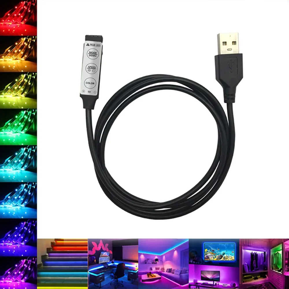 1X-USB-RGB-Controller-DC-5V-Led-Dimmer-With-3Keys-4Pin-Female-Connector ...