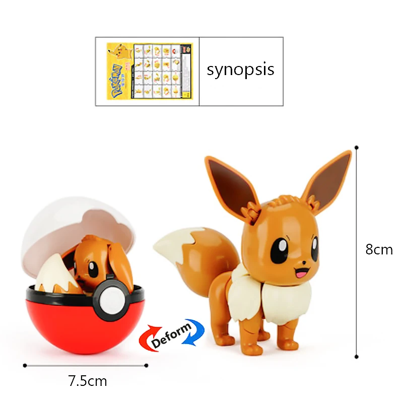 Pokemon Pikachu Poké Ball Deformation Toys, Pocket Monster, Anime ...