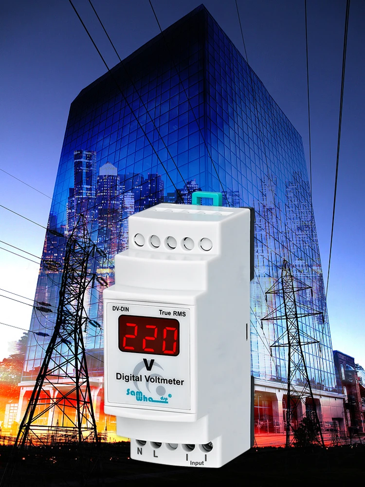 배터리용량표시계 Samwha-Dsp DV-DIN 디지털 전압계, 10-500V AC 레일 유형 - Digital Shop