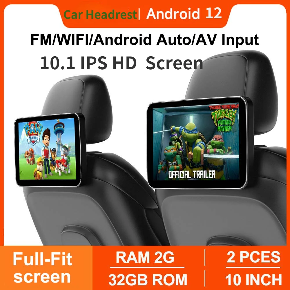10-1-Inch-Full-Screen-Car-Headrest-Monitor-Play-Movie-Android-12-2-32G ...