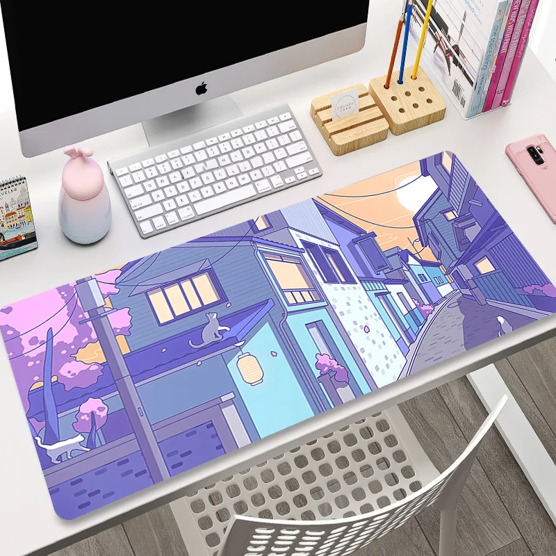 Purple-Cute-Mouse-Pad-Street-Mousepad-Gamer-XXL-Large-MouseMat-Kawaii ...