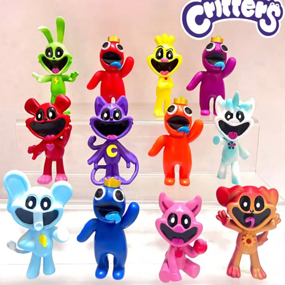 12pcs-Set-Smiling-Critters-figures-Toys-Anime-cartoon-kawaii-Cat-PVC ...