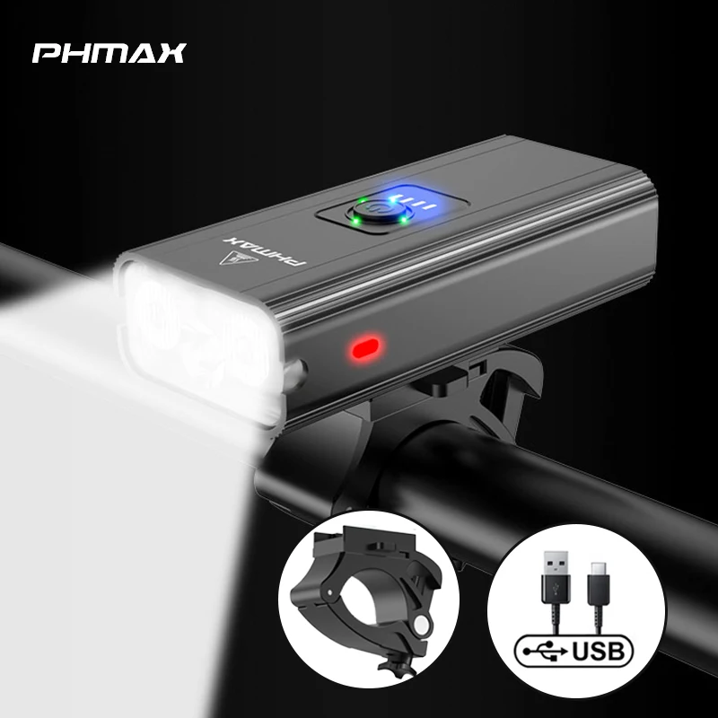 PHMAX-Front-Bicycle-Light-Aluminum-Shell-Rechargeable-Bike-Lamp-Led ...