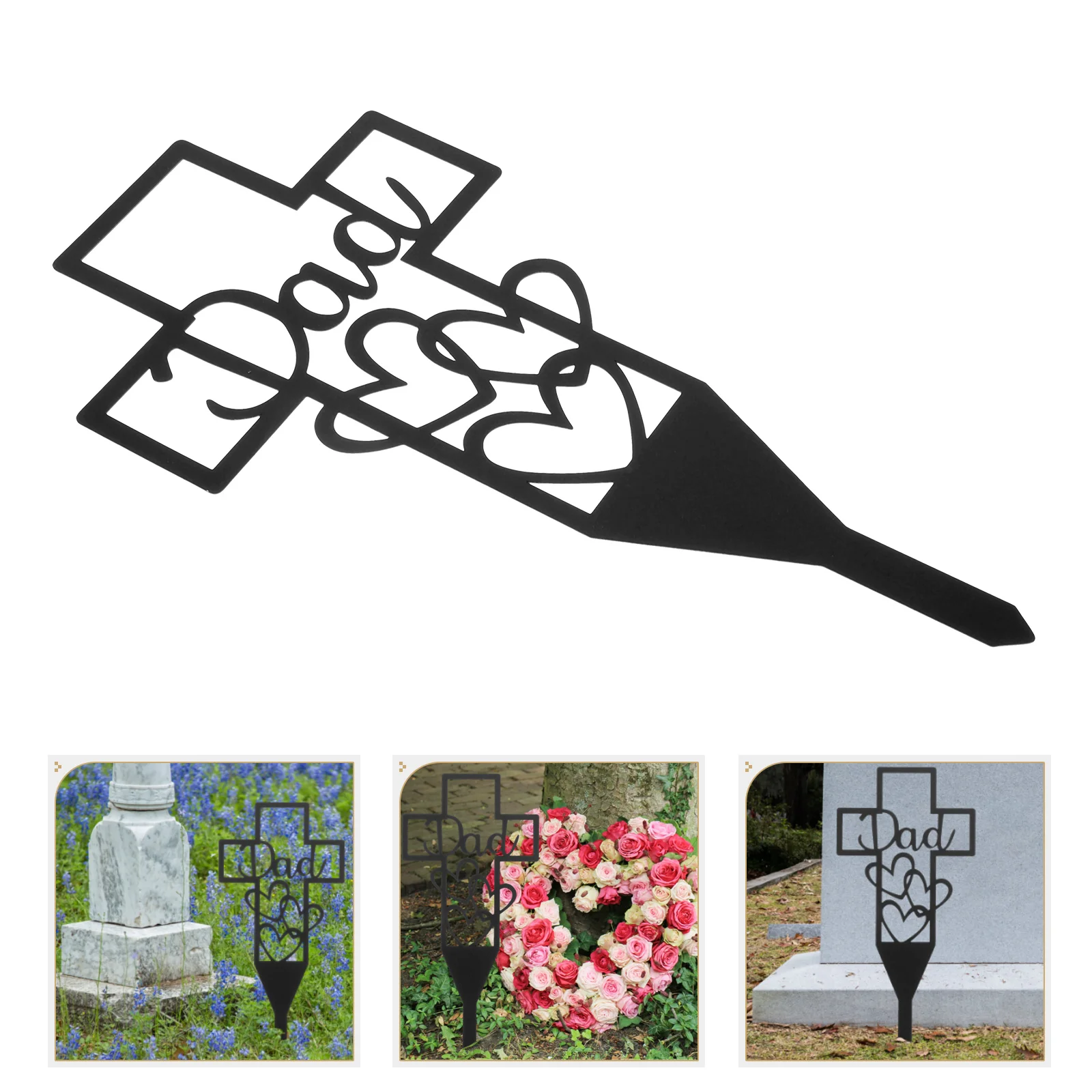 Cemetery Stakes Stake Memorial Cross Grave Garden Metal Dad Pet Stones ...