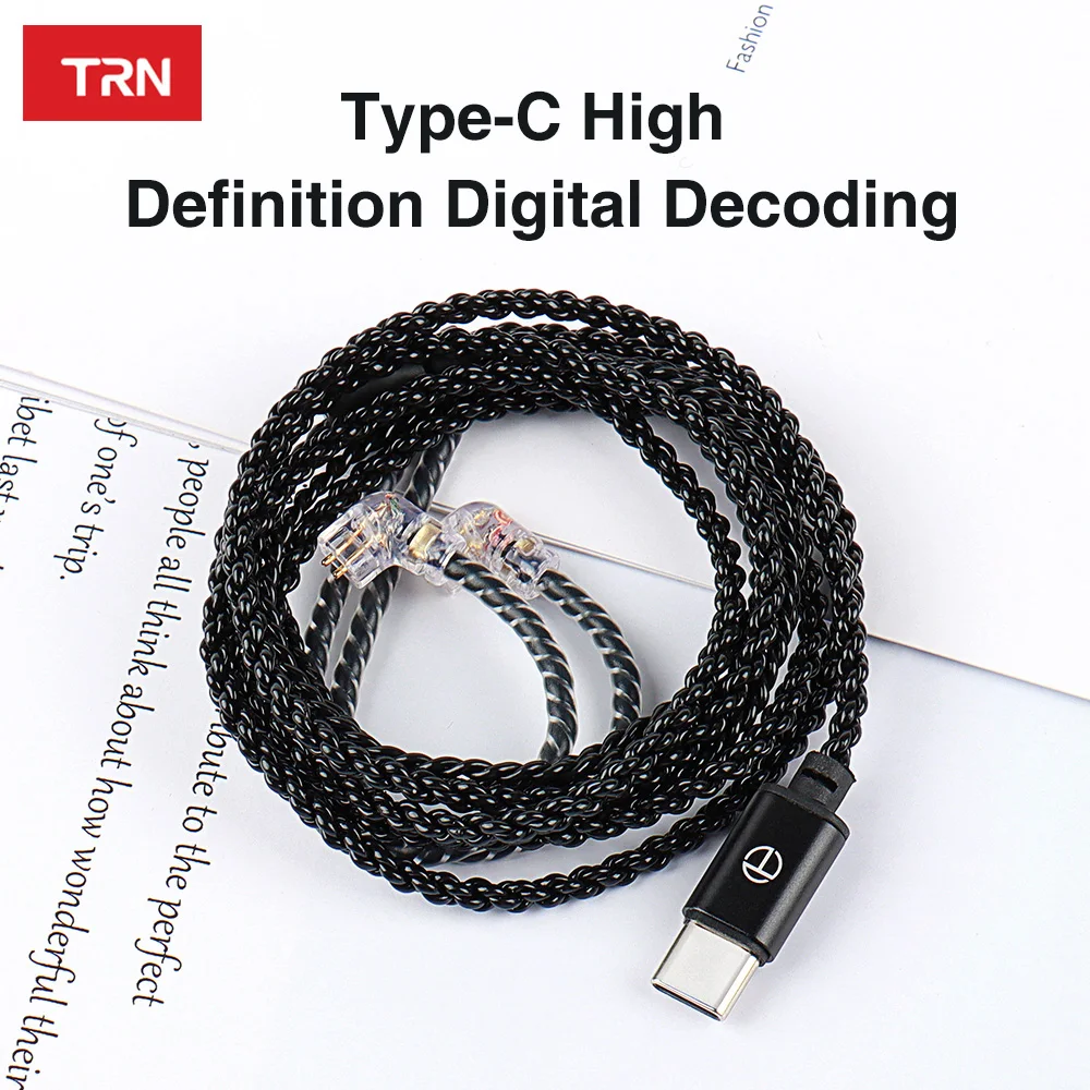 TRN Cable de auriculares tipo C A6 mejorado, chapado en plata con TRN ...