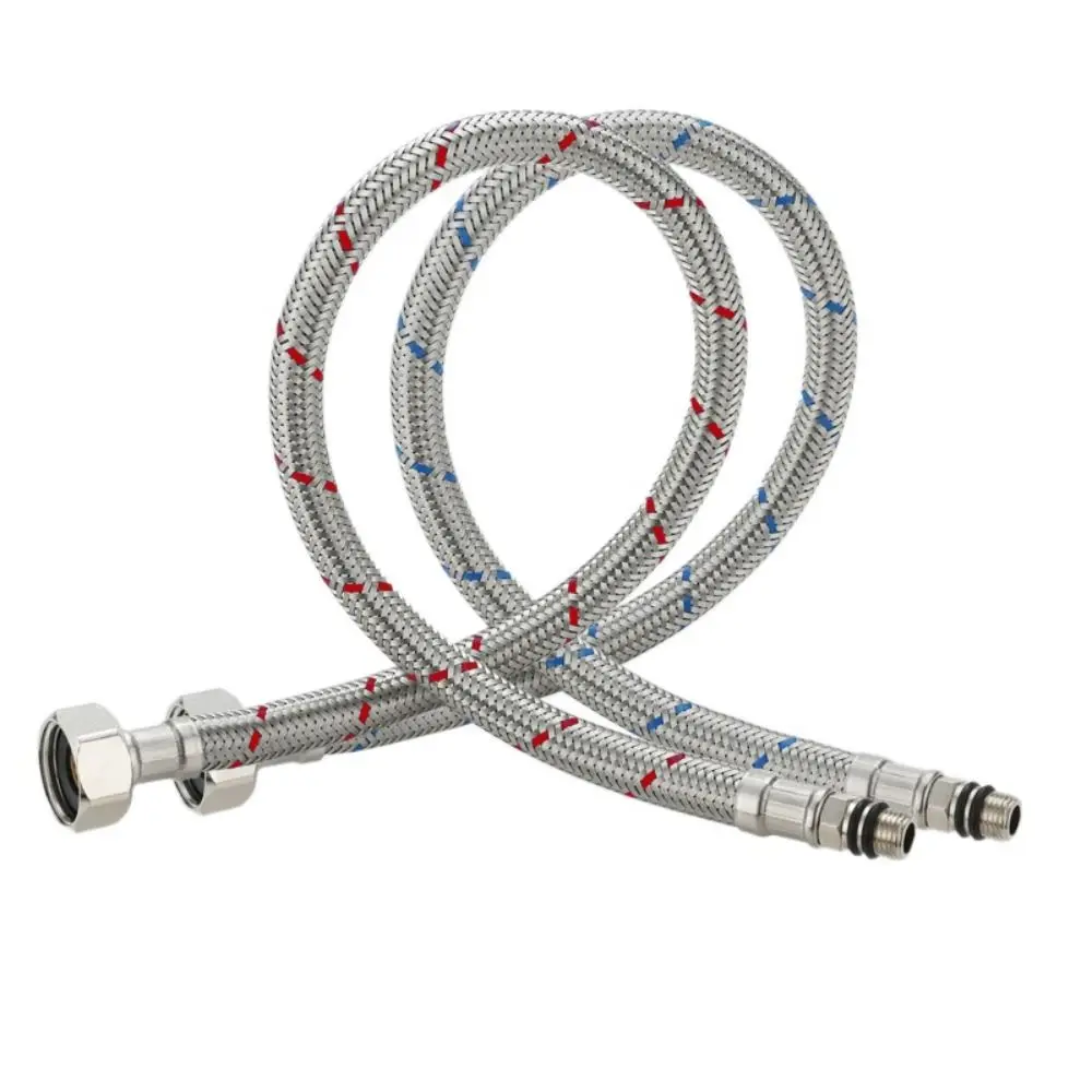 1Pair-Single-Head-Cold-and-Hot-Water-Inlet-Pipe-Stainless-Steel-Woven ...