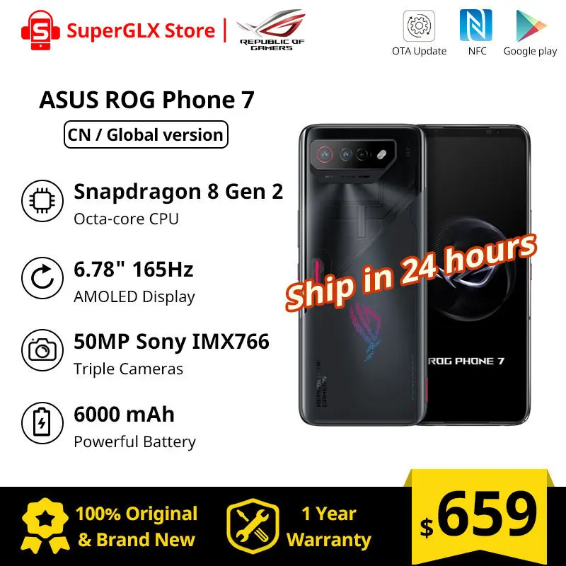 2023 New Asus Rog Phone 7 & 7 Ultimate Gaming Phone Snapdragon 8 Gen 2 6.78'' 165hz Amoled ...
