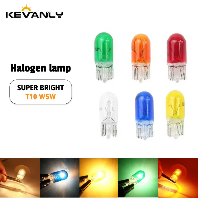 10Pcs T10 W5W 501 194 halogen lamp Clear Signal Lamp Glass 12V 5W Warm ...