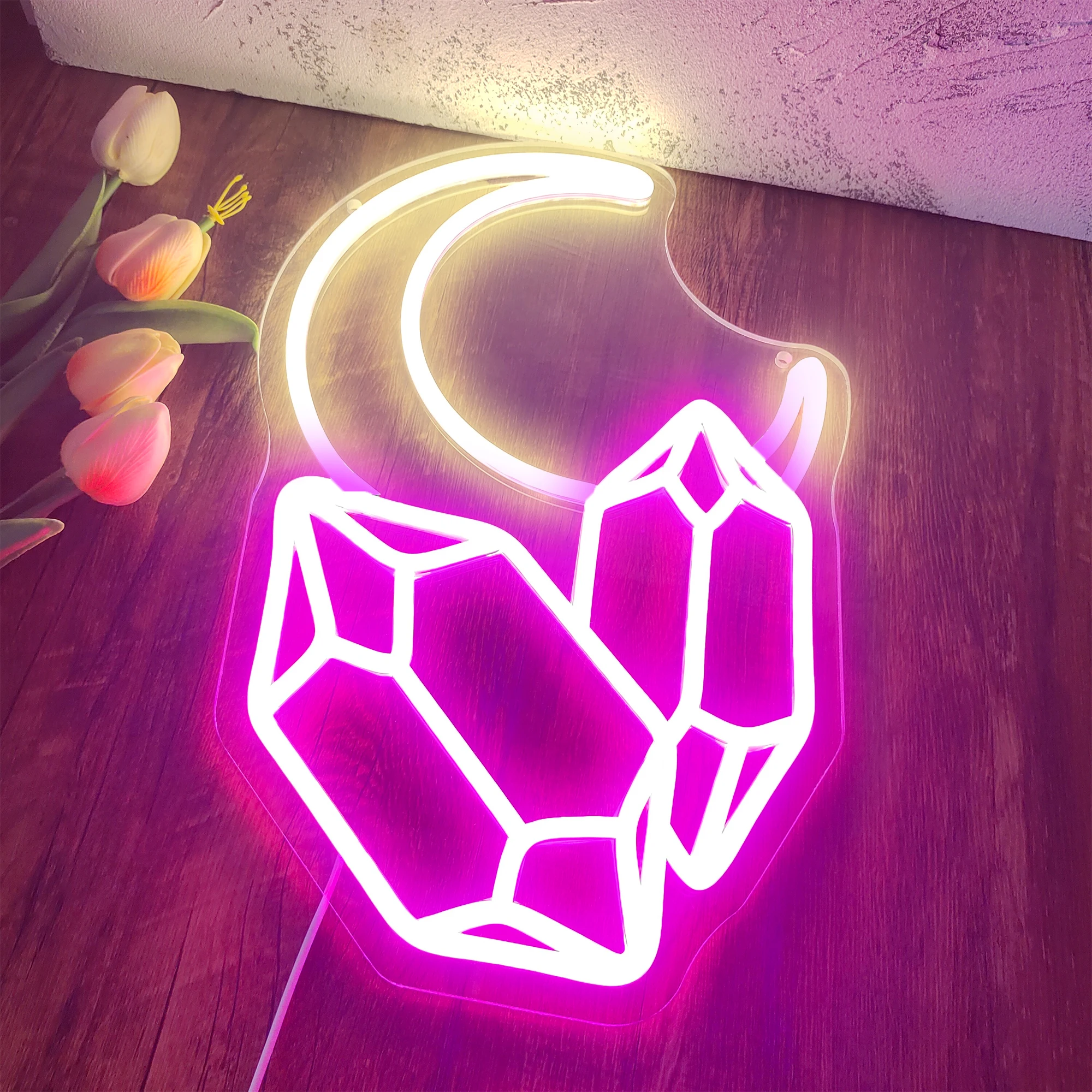 Led Neon Sign Moon Cloud USB Acrylic Wall Hanging Art For Kawaii ...