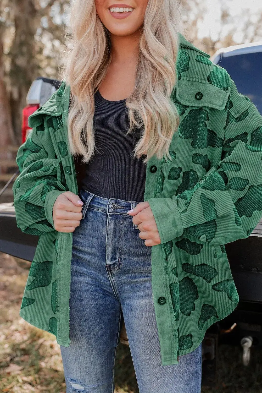 2023-Women-Corduroy-Leopard-Jacket-Oversized-Long-Sleeve-Button-Down ...