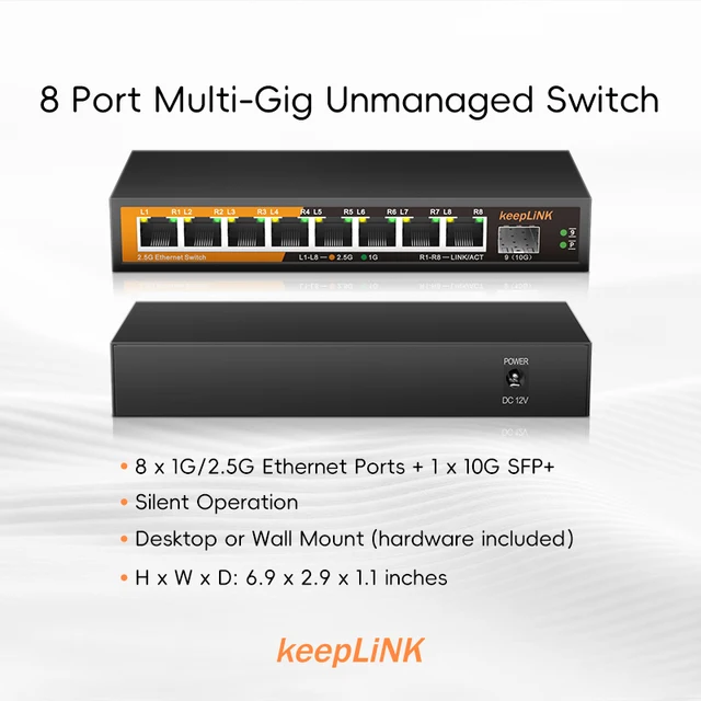 8-Port Multi-Gigabit 2.5Gbps Ethernet Network Unmanaged 2.5G Switch ...