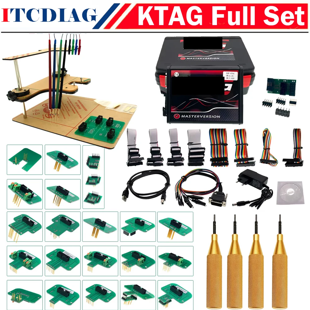 ECU Programmer For Ktag V7.020 With Red PCB BDM Frame 22pcs Adapters ...