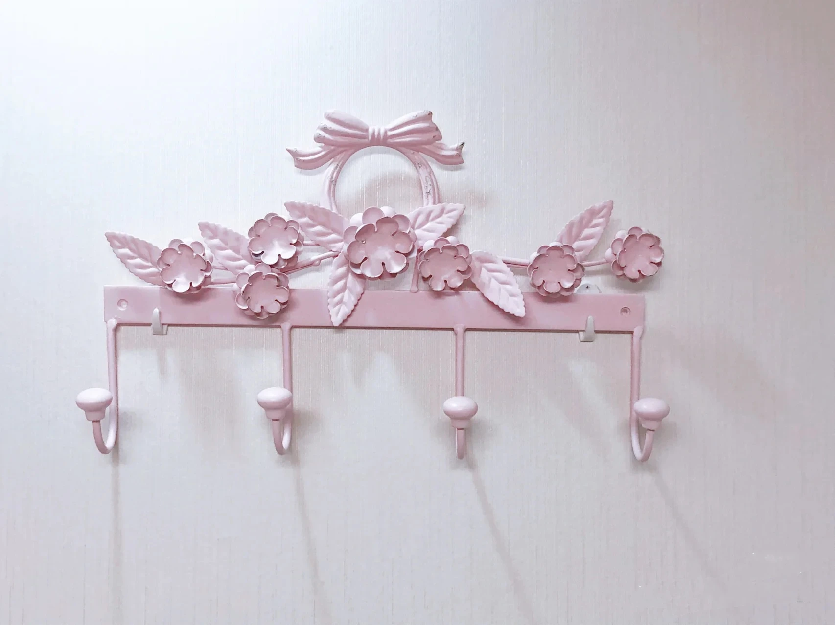Pink-Bow-Wall-Coat-Racks-Hanging-Clothes-Bag-Long-Strip-Hook-Entrance ...