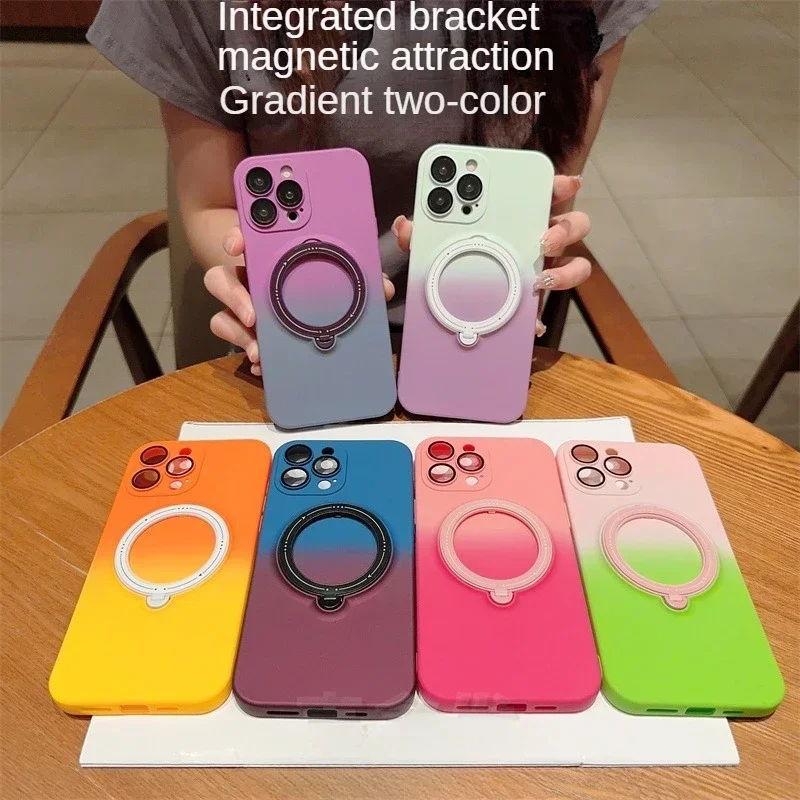One-frame-magnetic-gradient-dual-color-for-iphone16pro-case-silicone ...