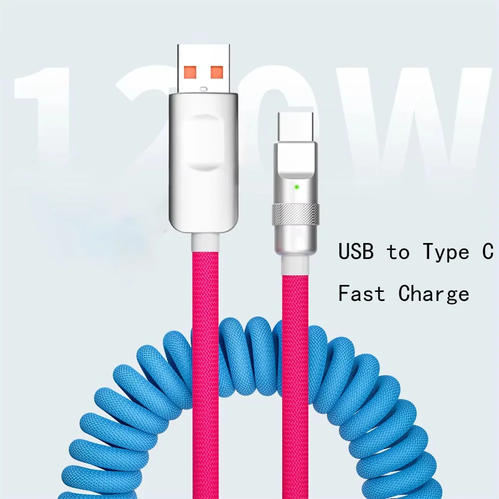 1-8M-120W-Fast-Charge-USB-Cable-Quick-Charge-Type-C-Charger-Spring-Data ...