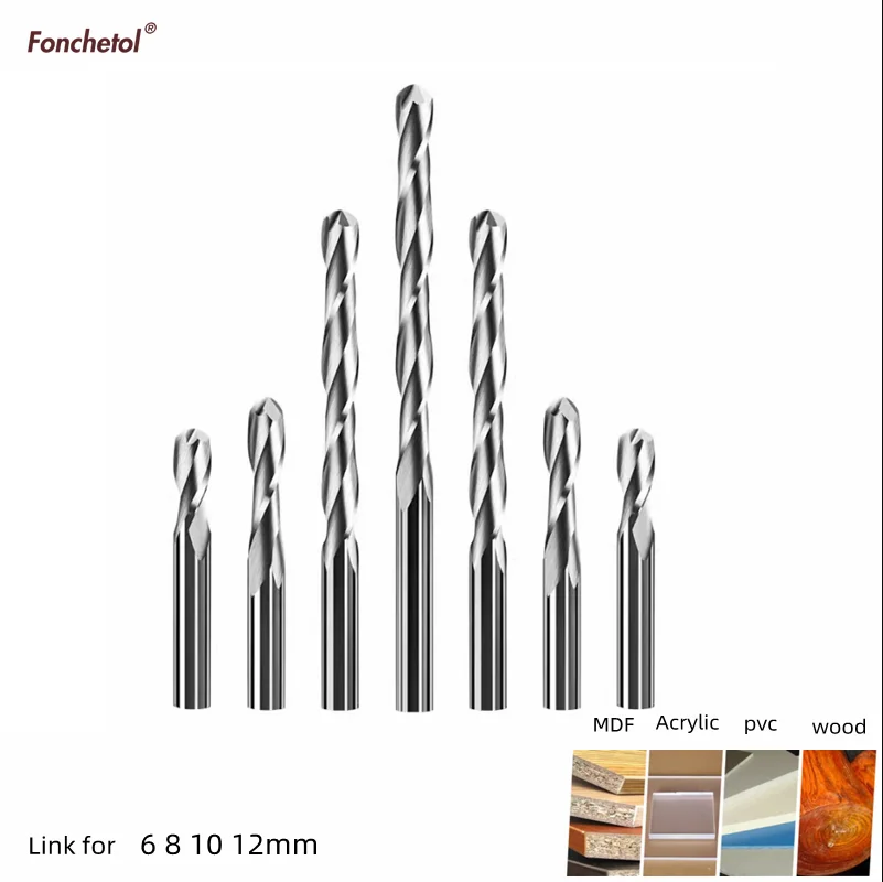 1pc,6 8 10 12mm 2 edges ball end spiral milling cutter,woodworking ...