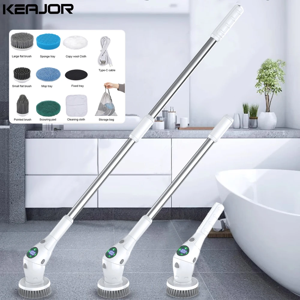 Electric-Bathroom-Cleaner-8-in-1-Electric-Cleaning-Brush-Household ...