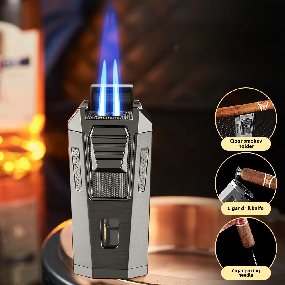 Dual-fire Direct-fire Windproof Cigar Lighter, Multifunctional High-end ...