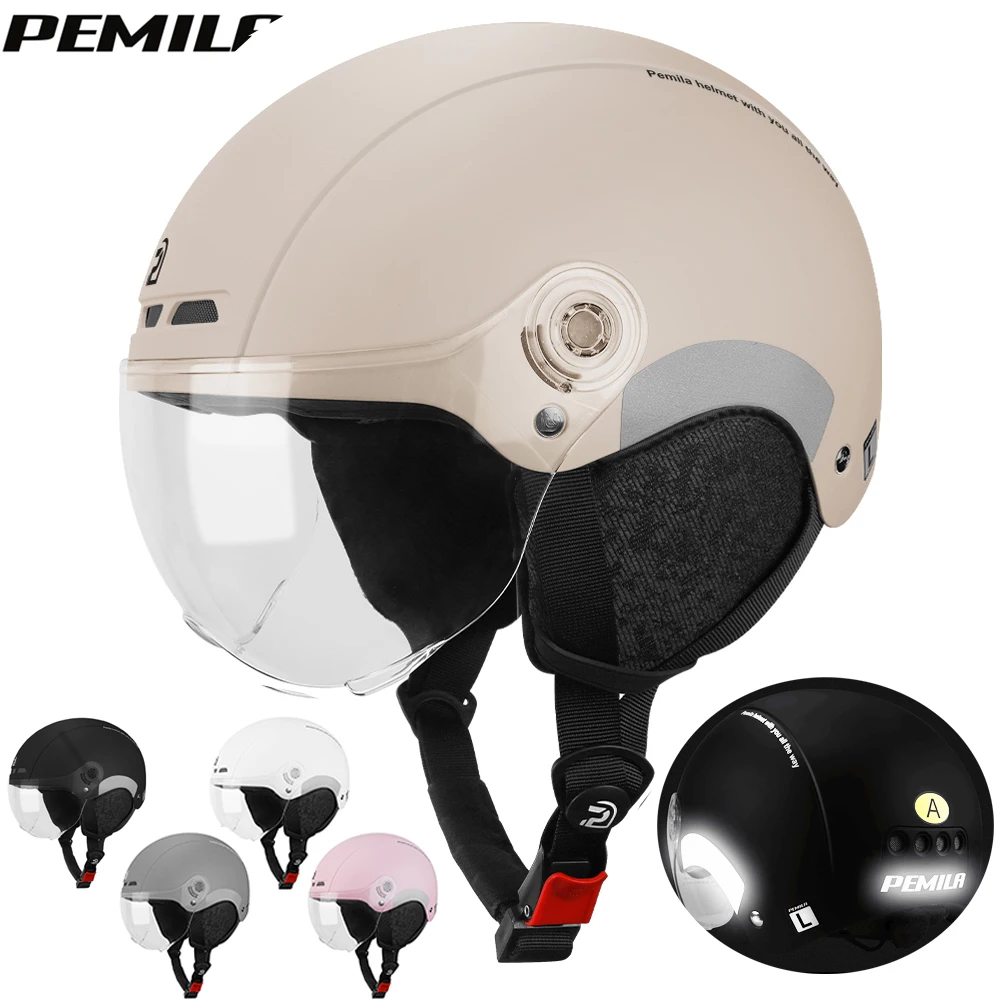 PEMILA-The-Four-Seasons-Cycling-Helmet-With-Goggles-Lens-Ear-Protection ...