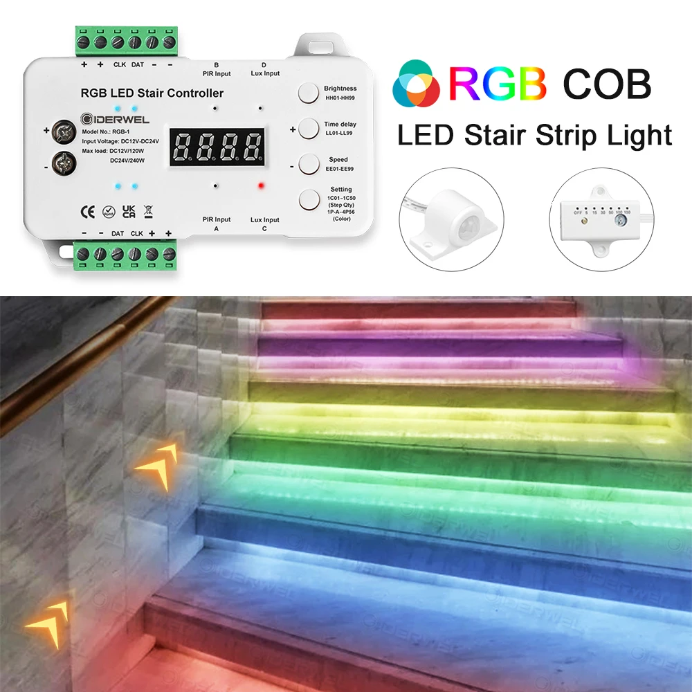 RGB-COB-Stair-Light-Strip-DC24V-PIR-Motion-Sensor-Dimming-Daylight ...