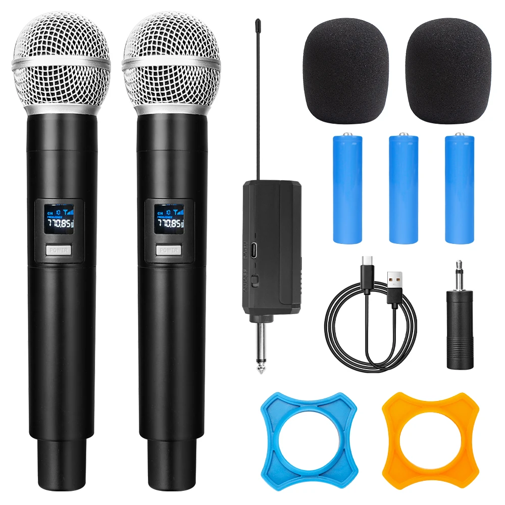 Wireless-Dual-Handheld-Dynamic-Microphone-Karaoke-Microphone-with ...