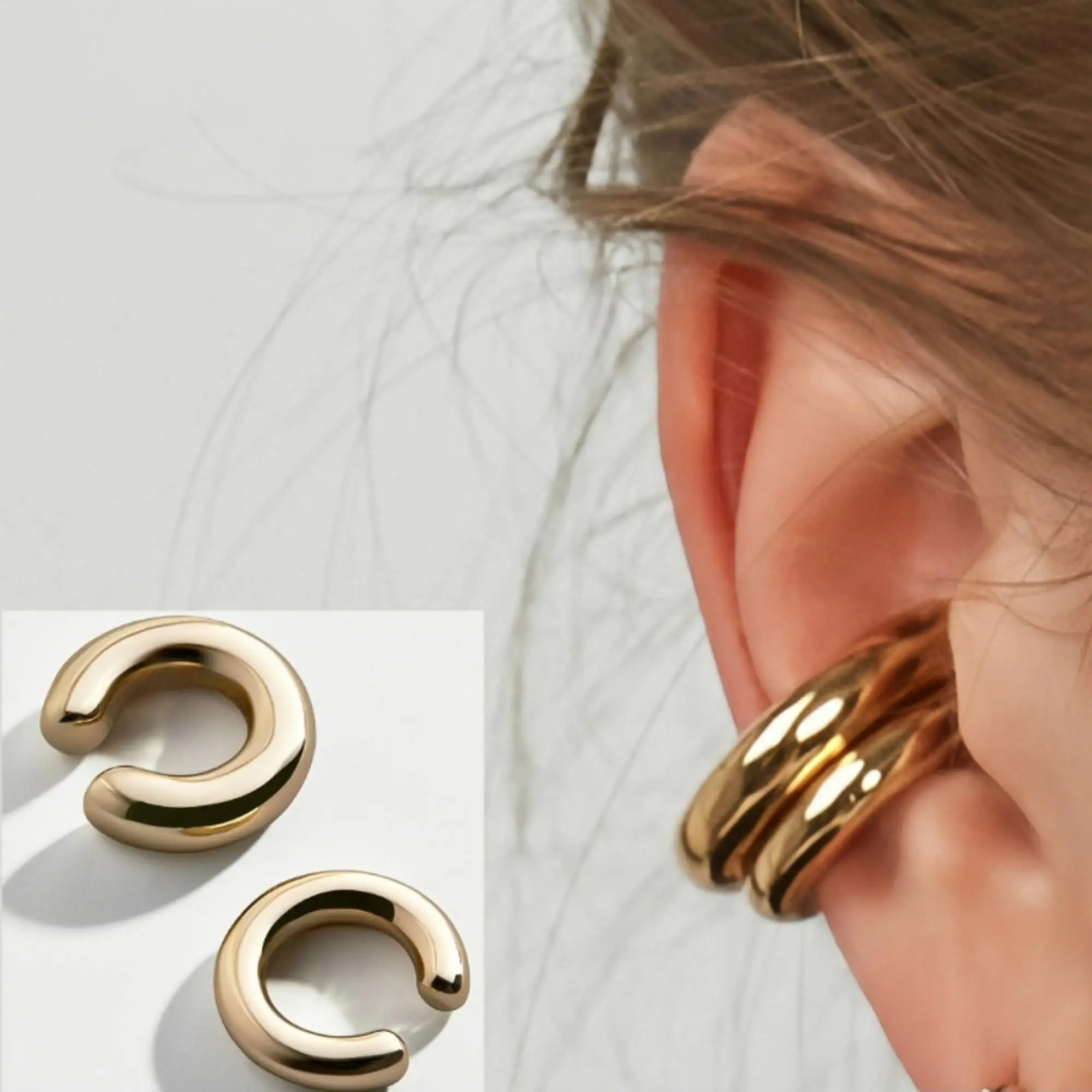 Fashionable-and-unique-fake-perforated-metal-ear-clip-with-asymmetric ...