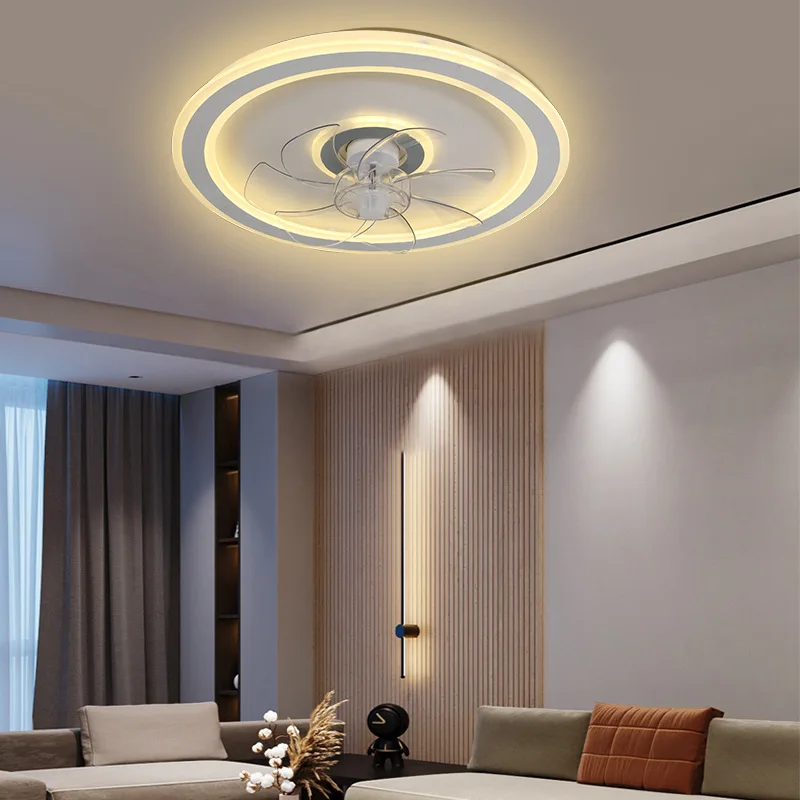 Modern-LED-Ceiling-Fan-Lights-Dimmable-Simple-Bedroom-Dining-Room-50cm ...
