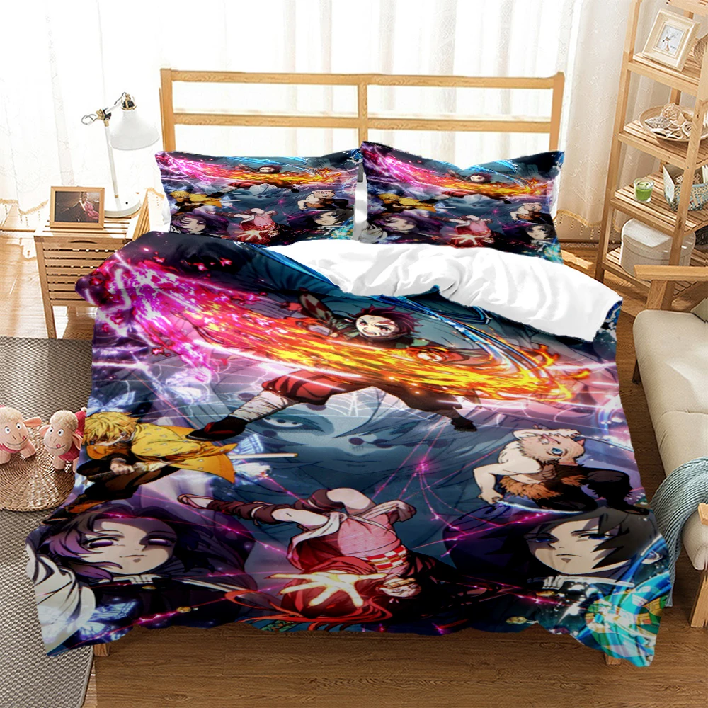 Demon-Slayer-Print-Three-Piece-Bedding-Set-Fashion-Article-Children-or ...
