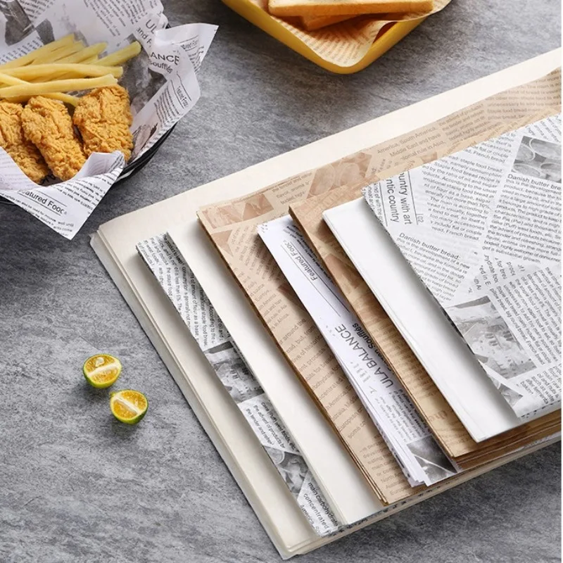 50/100 Pcs Oil-Proof Paper Wrapping Burger Bread Chicken Fries Burger ...
