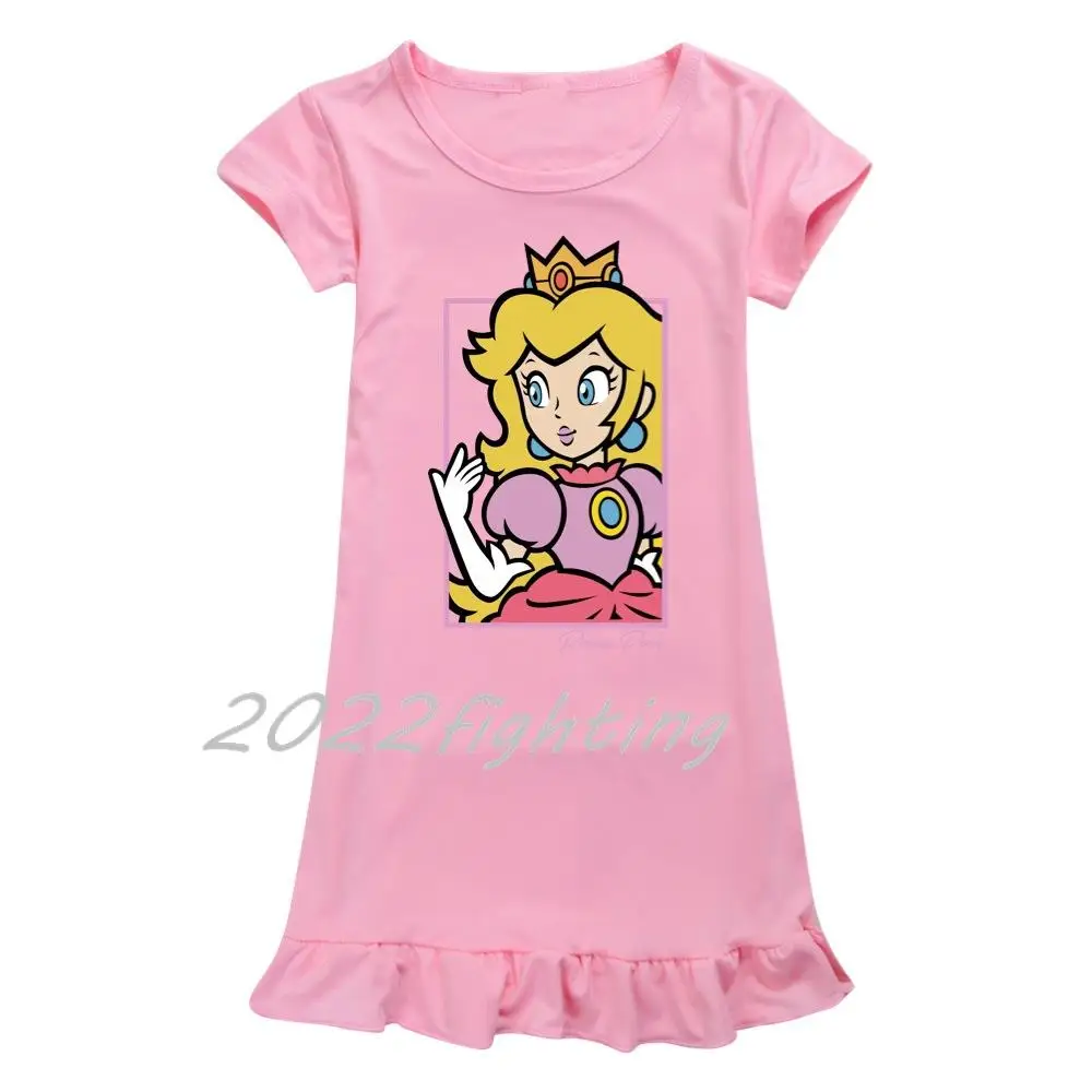 Peach-Princess-Girls-Dress-Girls-Nightdress-Clothes-Cartoon-Super-Mario ...