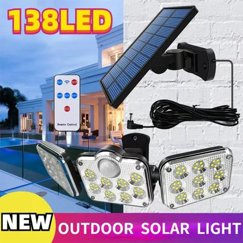 138LED-Solar-Lights-Outdoor-Motion-Sensor-Human-Induction-Adjustable ...