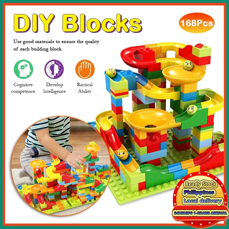 168pcs Building Blocks Construction Marble Race Run Ball Track Toys ...