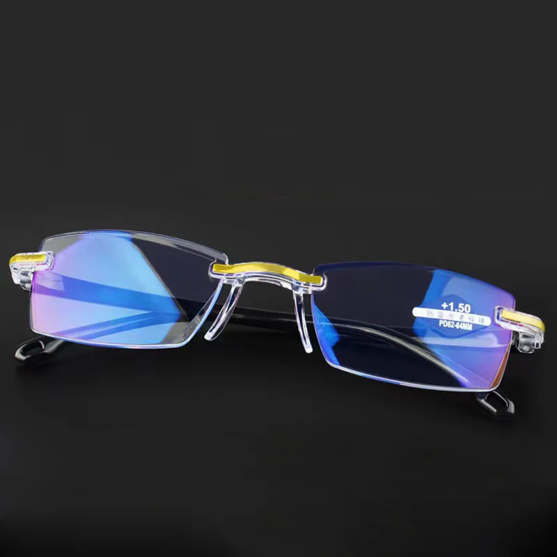 New Anti Blue Ray Reading Glasses Men Women Rimless Cutting Presbyopia ...