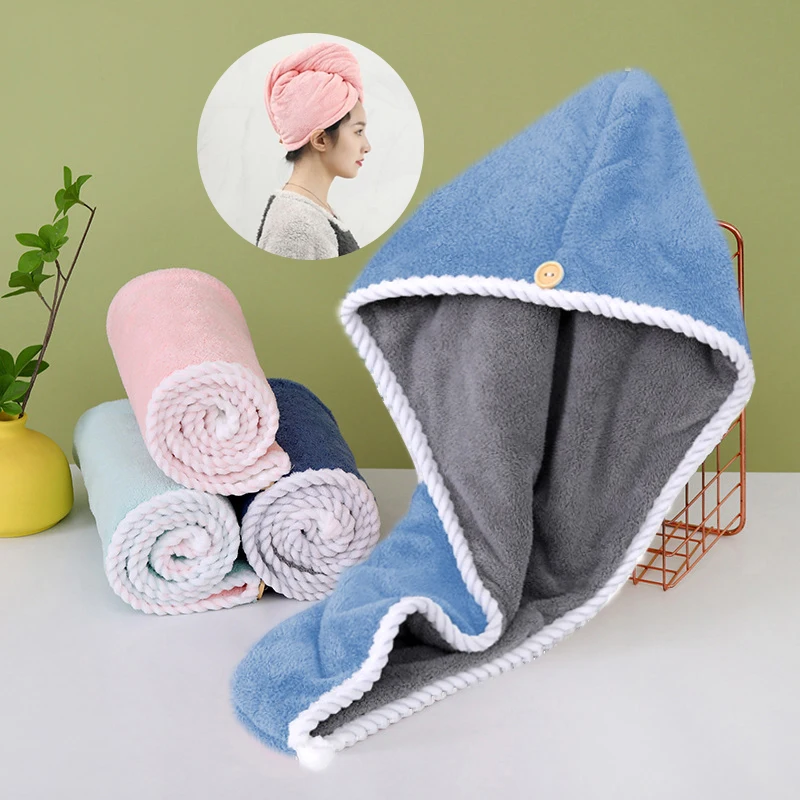 Double-Layer-Thickening-Drying-Hair-Towel-Dry-Hair-Cap-Strong-Water ...