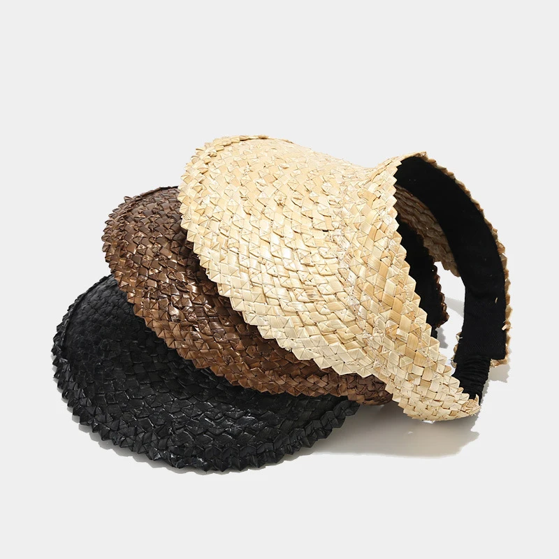 Straw Woven Empty Top Hat Women's Summer Fashion Sun Protection ...