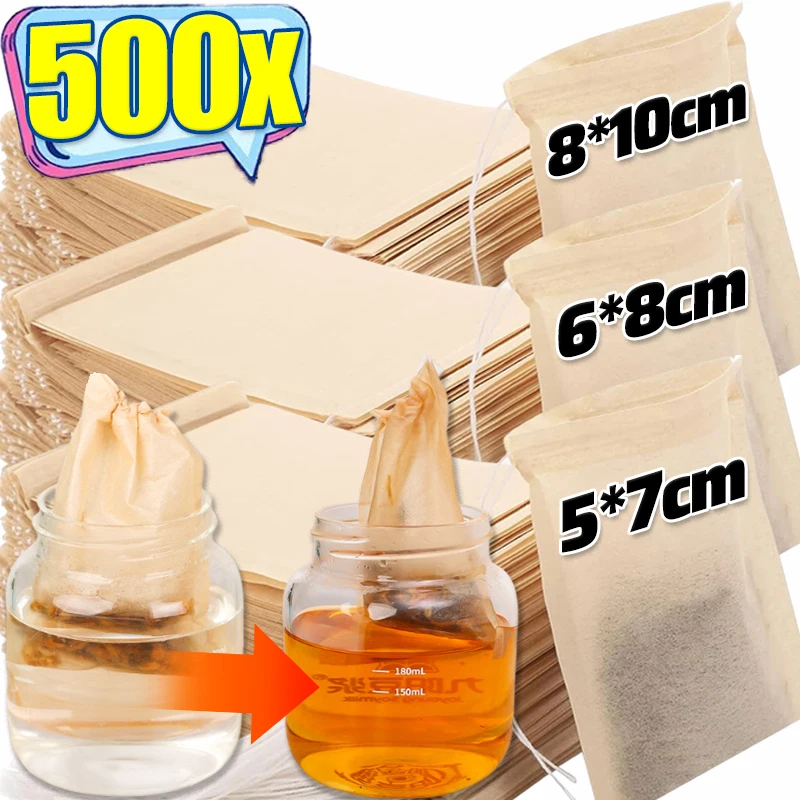 100/500x sacos de filtro de chá descartáveis não-tecido cordão café ...