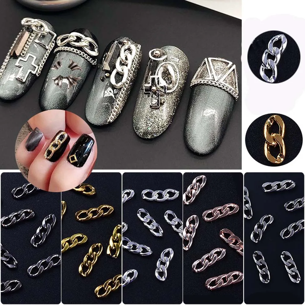 50pcs-2-3-Sections-Alloy-Chain-Nail-Decoration-3D-High-Quality-Punk ...