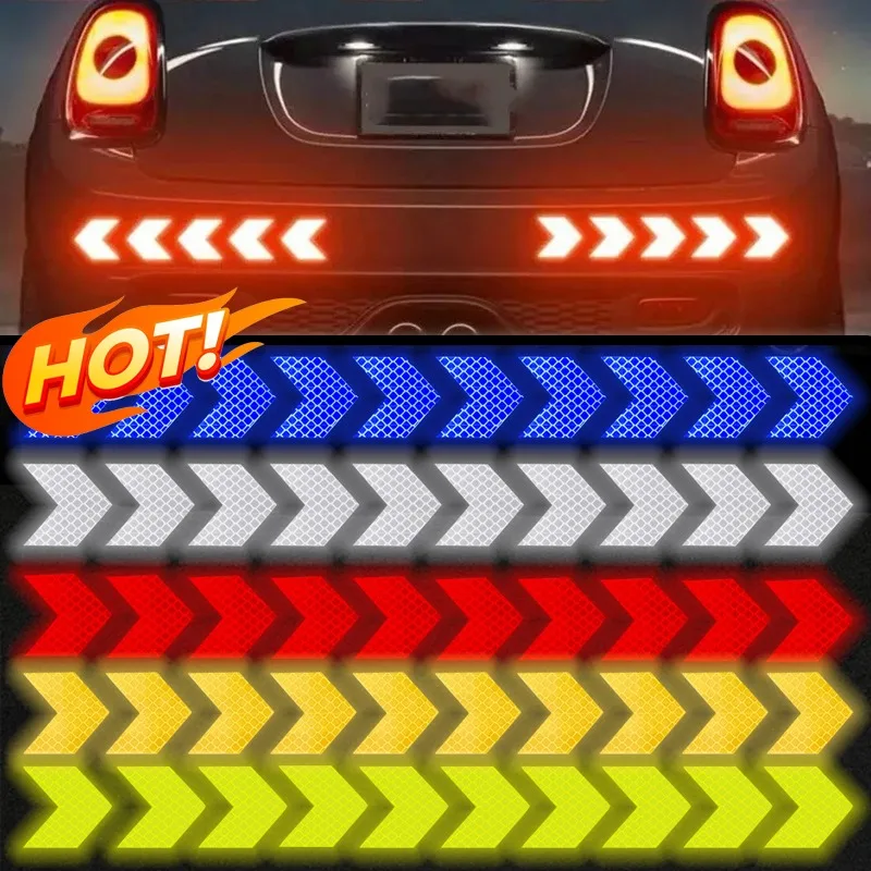 10Pcs/Set Reflective Arrow Car Sticker Sign Tape Warning Safety Sticker ...