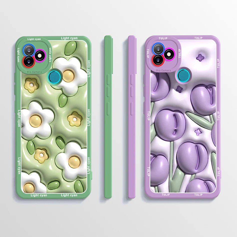 For-Itel-P36-Itel-Vision-1-Plus-Case-Flower-Soft-TPU-Matte-Camera ...