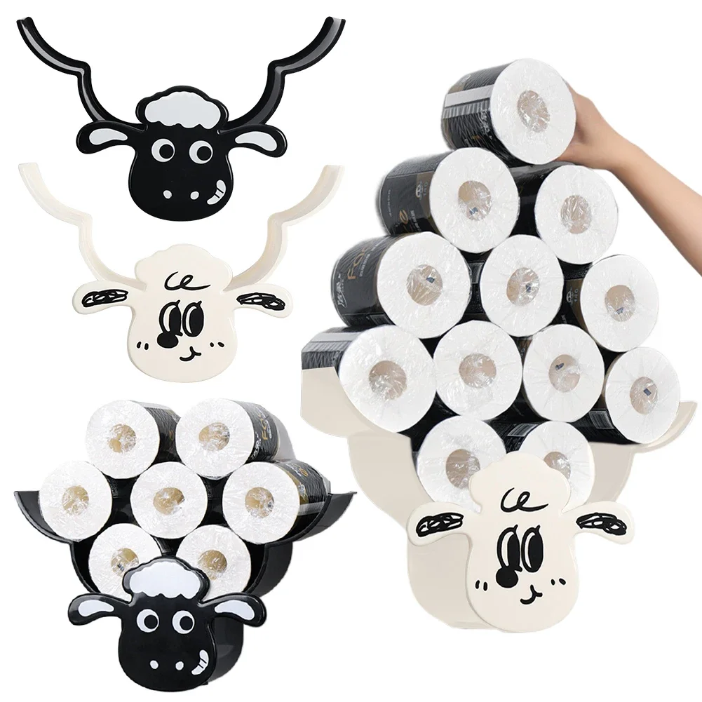 Wall Mounted Paper Storage & Organizer Sheep Funny Animal Toilet Paper ...