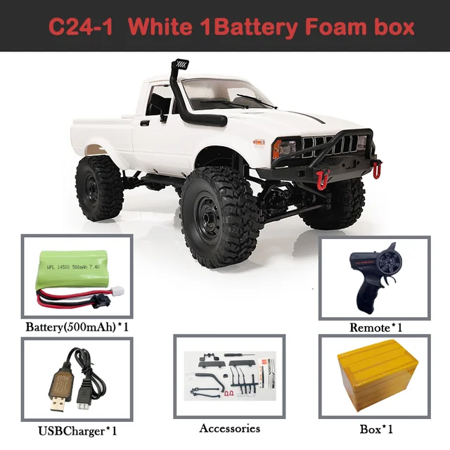 WPL C24-1 Full Scale RC Car 1:16 2.4G 4WD Rock Crawler Electric Buggy ...
