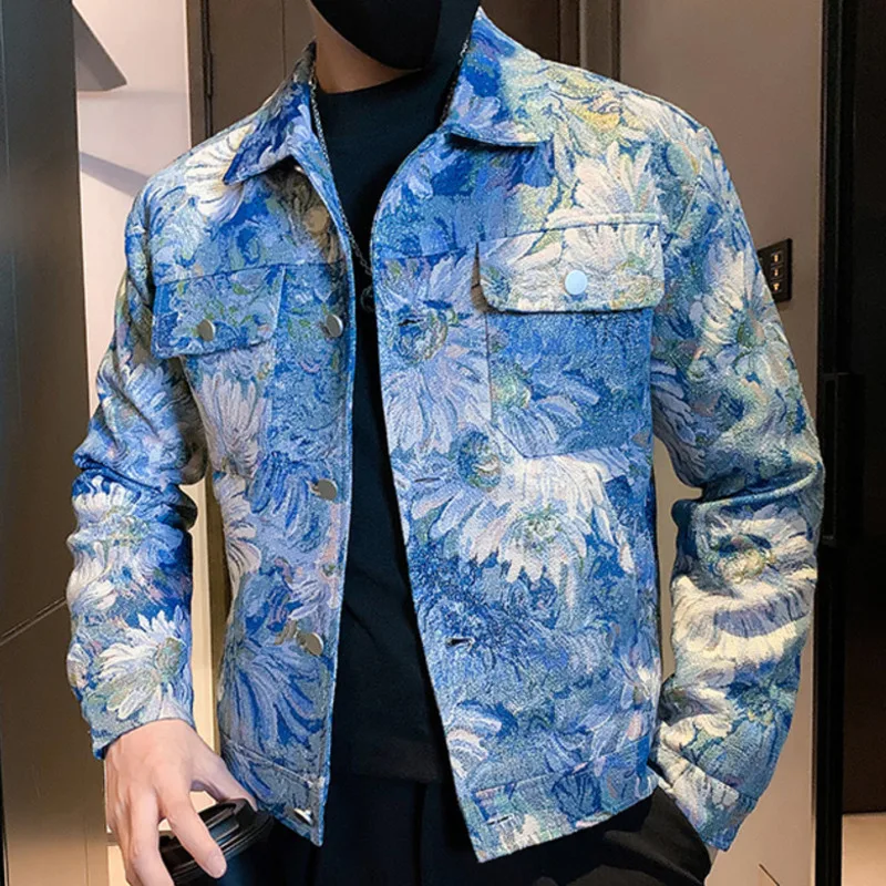 High-Quality-Men-Vintage-Abstract-Artistic-Floral-Pattern-Jacket-Casual ...