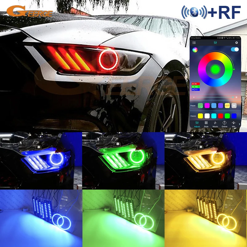 For Ford Mustang 2015 2016 2017 Bt App Rf W/ Wireless Multi-color Ultra ...