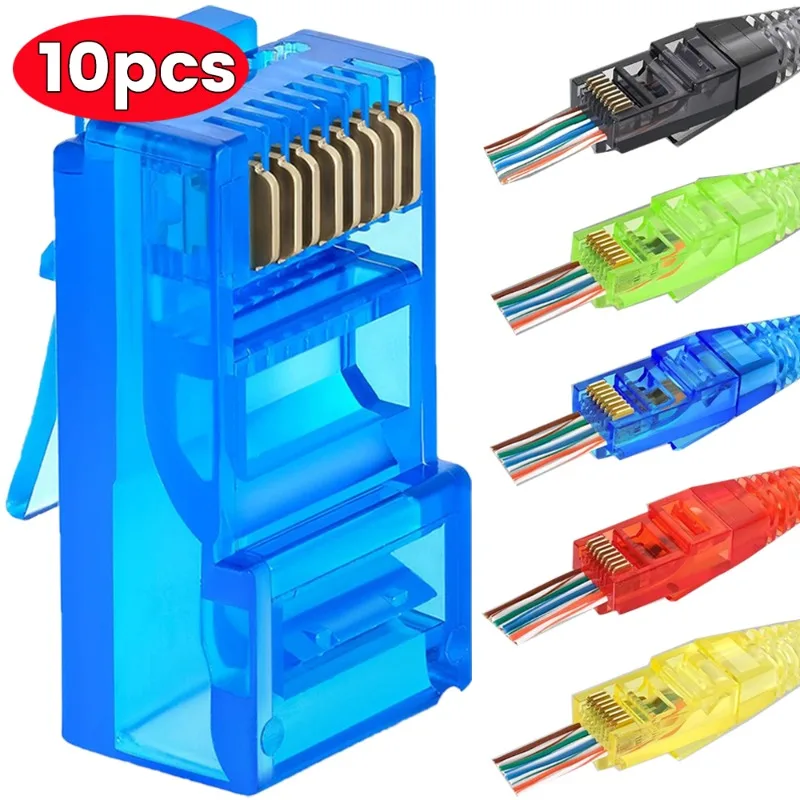 10Pcs-RJ45-Ethernet-Cables-Module-Plug-Net-Network-Connectors-RJ45 ...