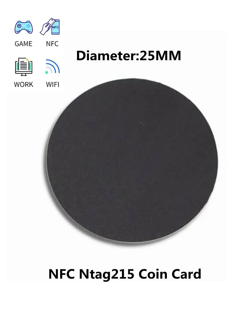 NFC-Coin-Card-para-o-jogo-do-telefone-13-56MHz-NFC-215-Black-Card-RFID ...
