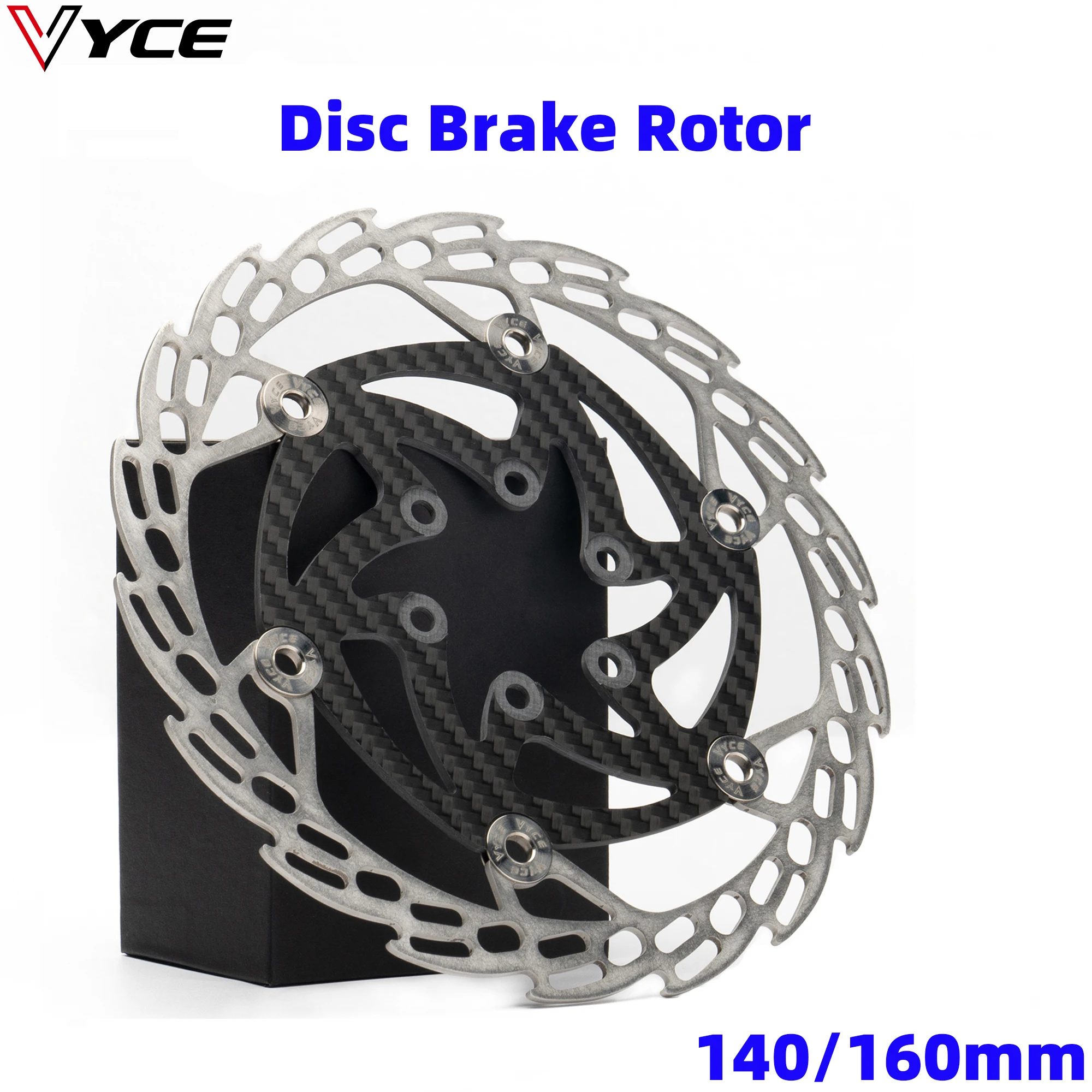 VYCE 자전거 로터, MTB 도로 자전거 디스크 브레이크 로터, 탄소 및 Ti 6 못 브레이크 디스크, 140mm, 160mm
