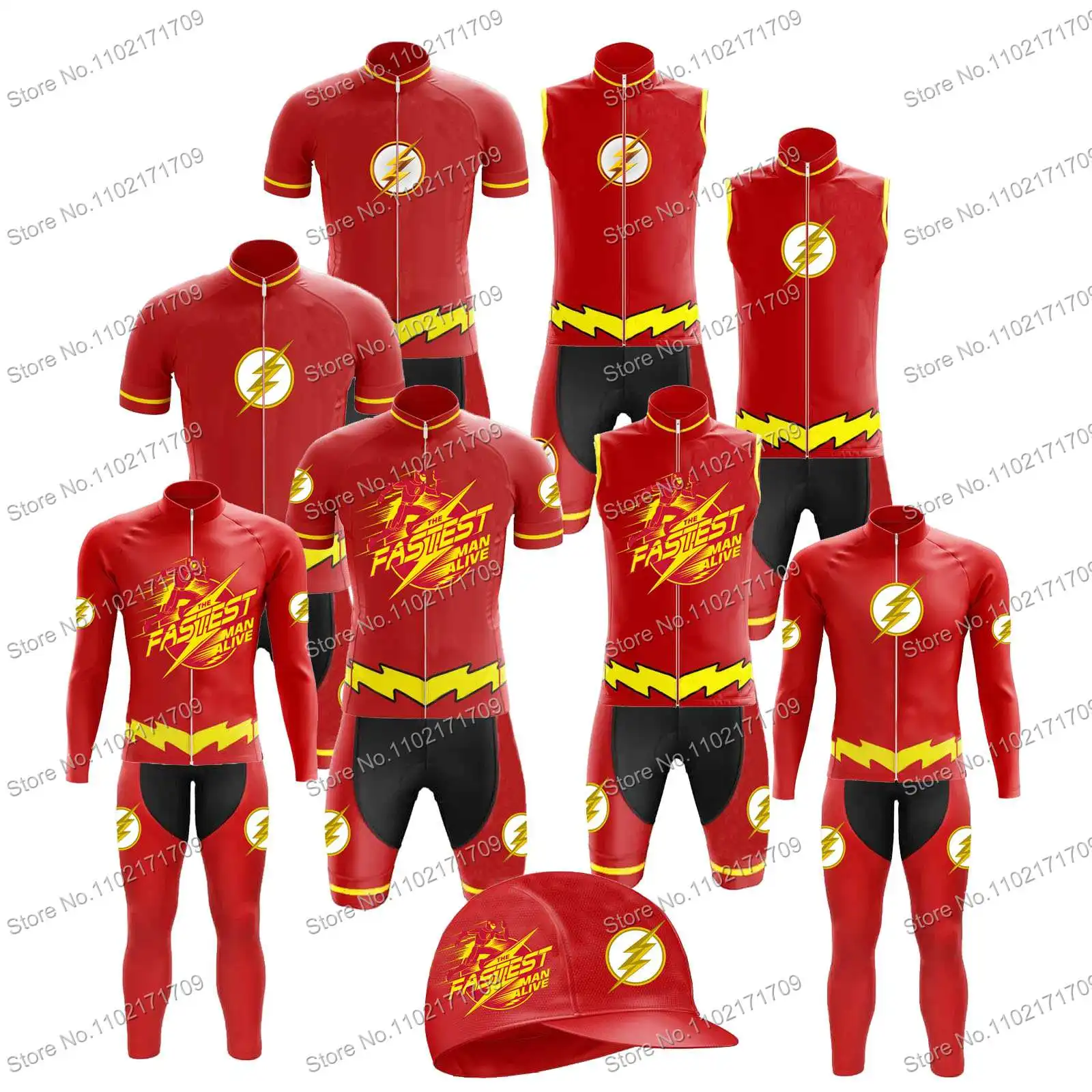 Fastest-Man-Live-Cycling-Set-Kits-Super-Hero-Bicycle-Clothing-Red-Flash ...